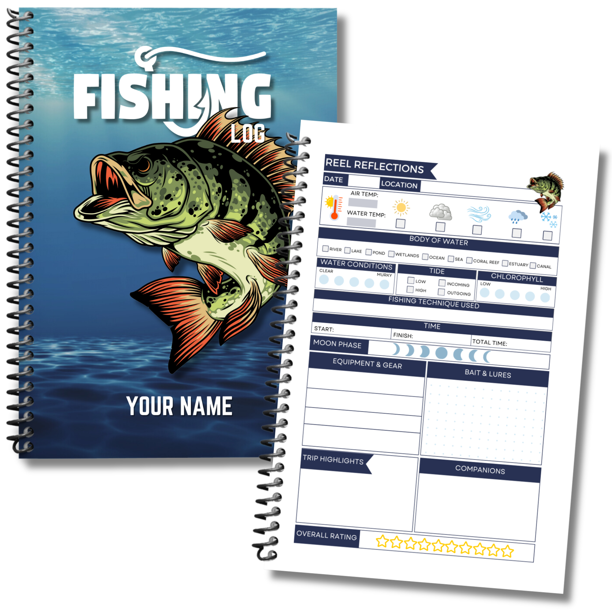 Custom Fishing Log | Fishing Logbook | Fisherman Gifts | Fish Diary ...